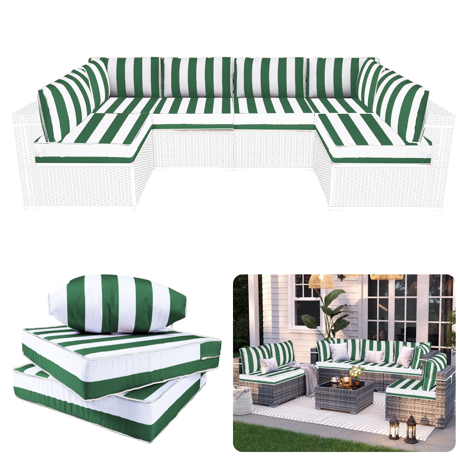 Outdoor Replacement Cushions for Patio Furniture, 14 Piece Patio ...