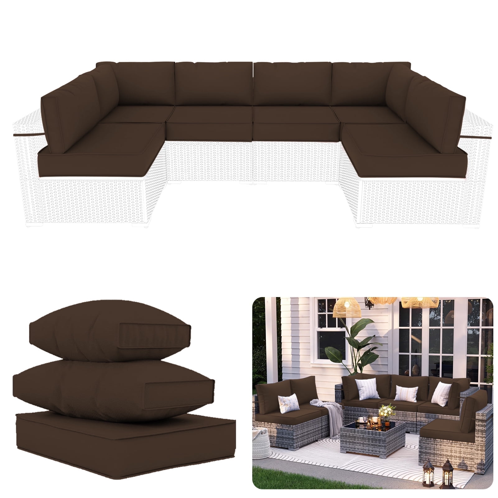 Outdoor Replacement Cushions for Patio Furniture, 14 Piece Patio ...