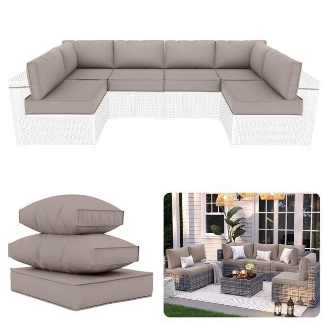 Outdoor Replacement Cushions for Patio Furniture, 14 Piece Patio ...