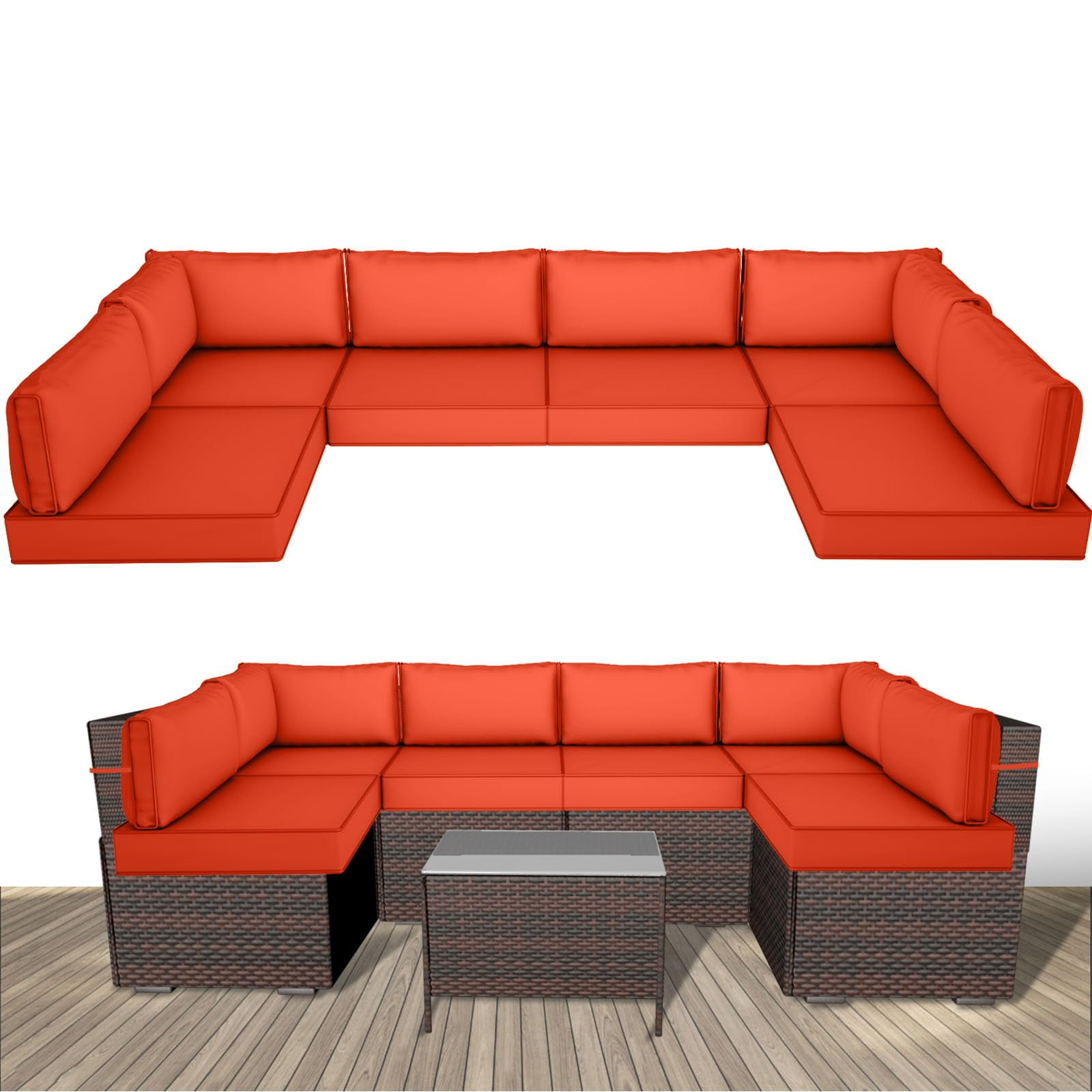 Outdoor Replacement Cushions for Patio Furniture,14-Piece Patio Water ...