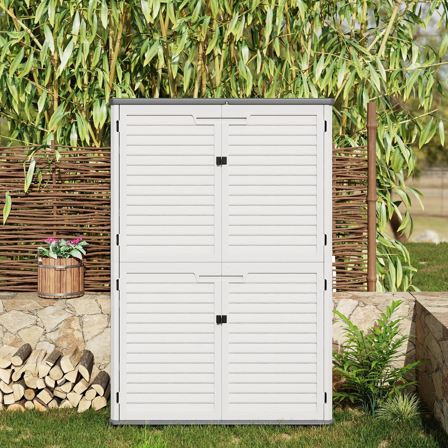 Outdoor Resin Storage Cabinet, 34/65 Cu Ft Outdoor Storage Box ...