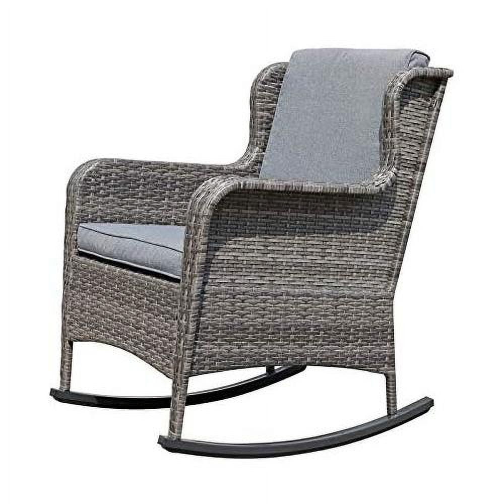 Outdoor Resin Wicker Rocking Chair With Cushions, Patio Yard Furniture ...