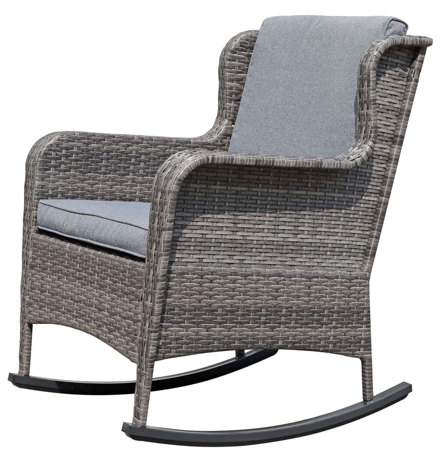 Outdoor Resin Wicker Rocking Chair with Cushions, Patio Yard Furniture ...