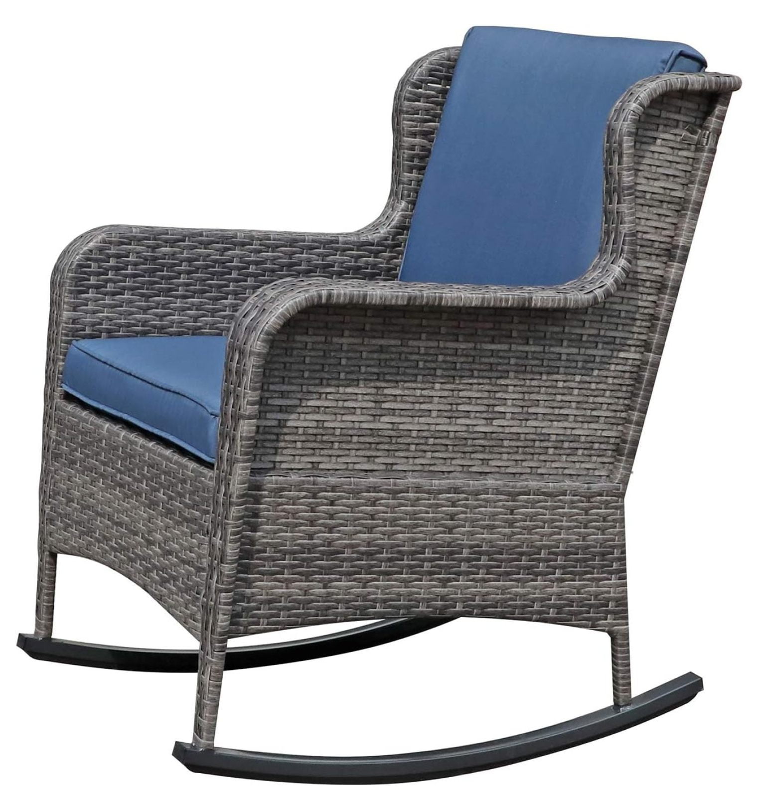 Outdoor Resin Wicker Rocking Chair with Cushions, Patio Yard Furniture ...