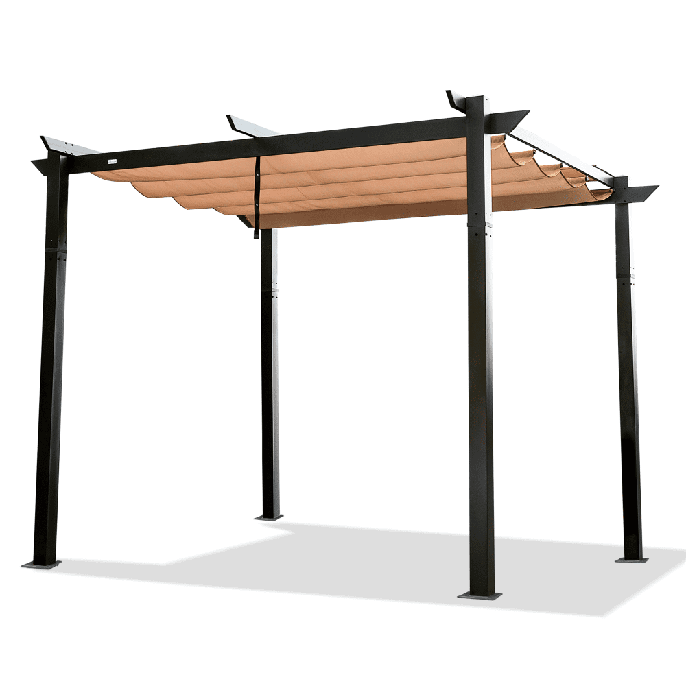 Outdoor Retractable Pergola with Weather-Resistant Canopy Aluminum ...