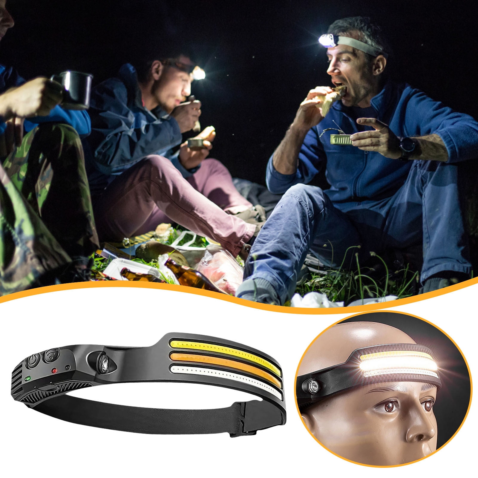 Outdoor Riding Motion Induction Headlight with USB Rechargeable LED ...