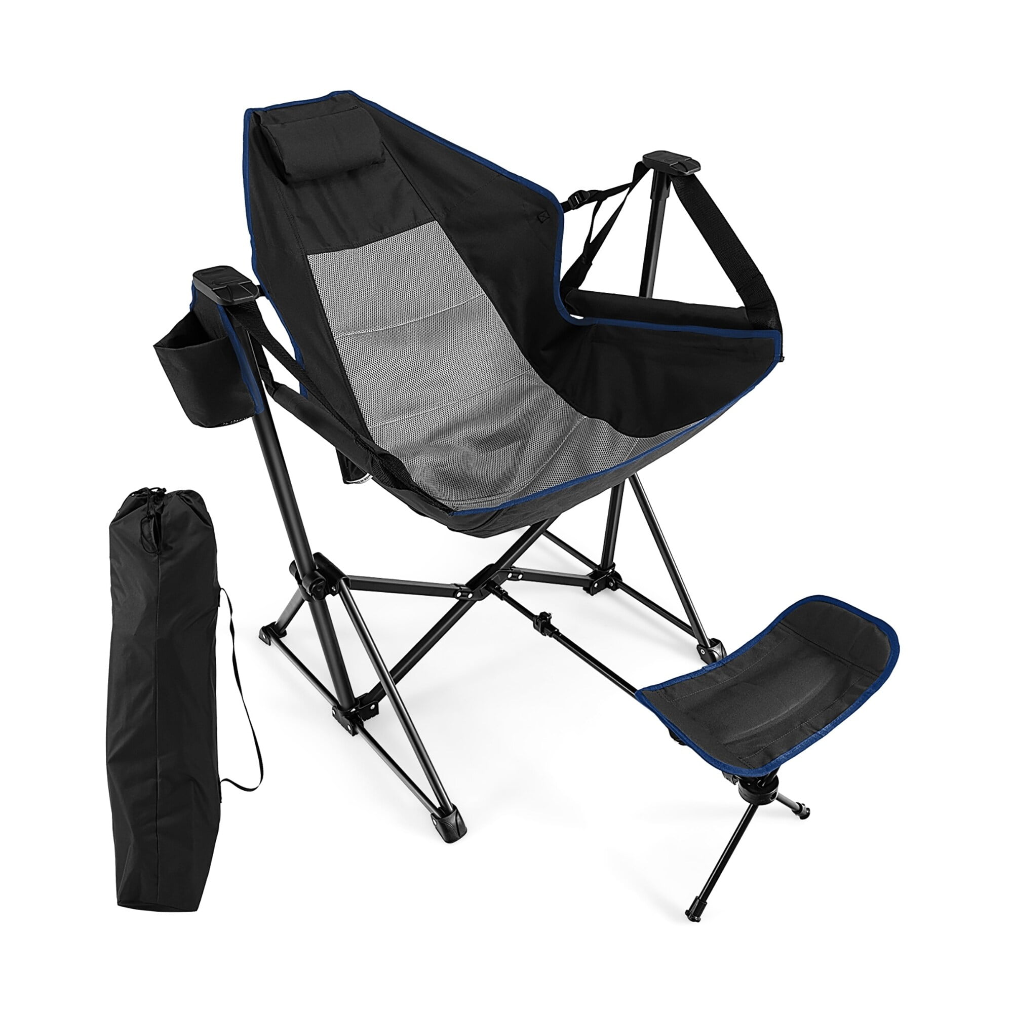 Outdoor Rocker Camping Chair Rocking Chair with Removable Footrest ...