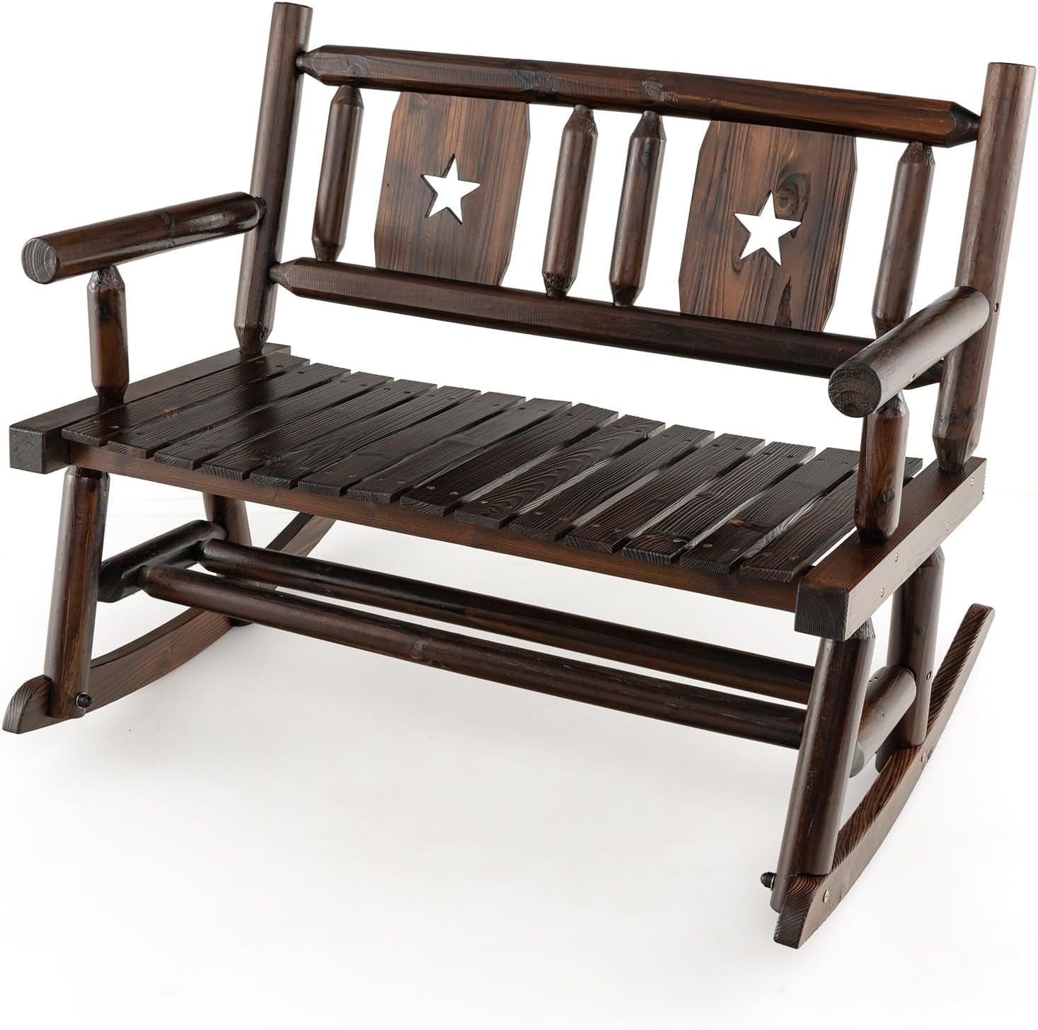 Outdoor Rocking Bench, Patio Loveseat Rocker for 2 w/Ergonomic Back ...