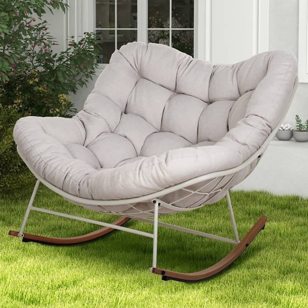 Outdoor Rocking Chair E-Coated Rocking Chair with Cushion Outdoor ...