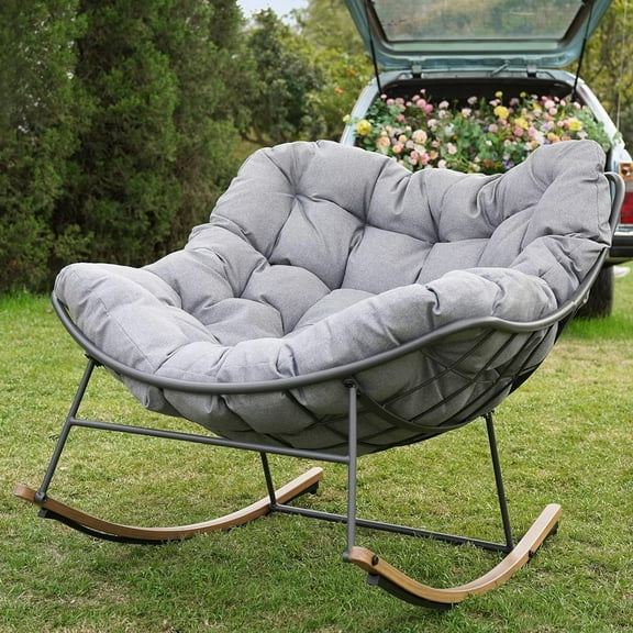 BizChair Contemporary Rocking Chair, All-Weather HDPE Indoor/Outdoor ...