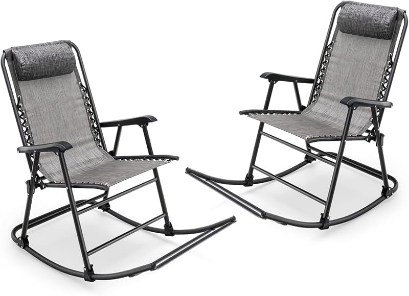 Outdoor Rocking Chair, Folding Patio Rocker w/Pillow, High Back ...