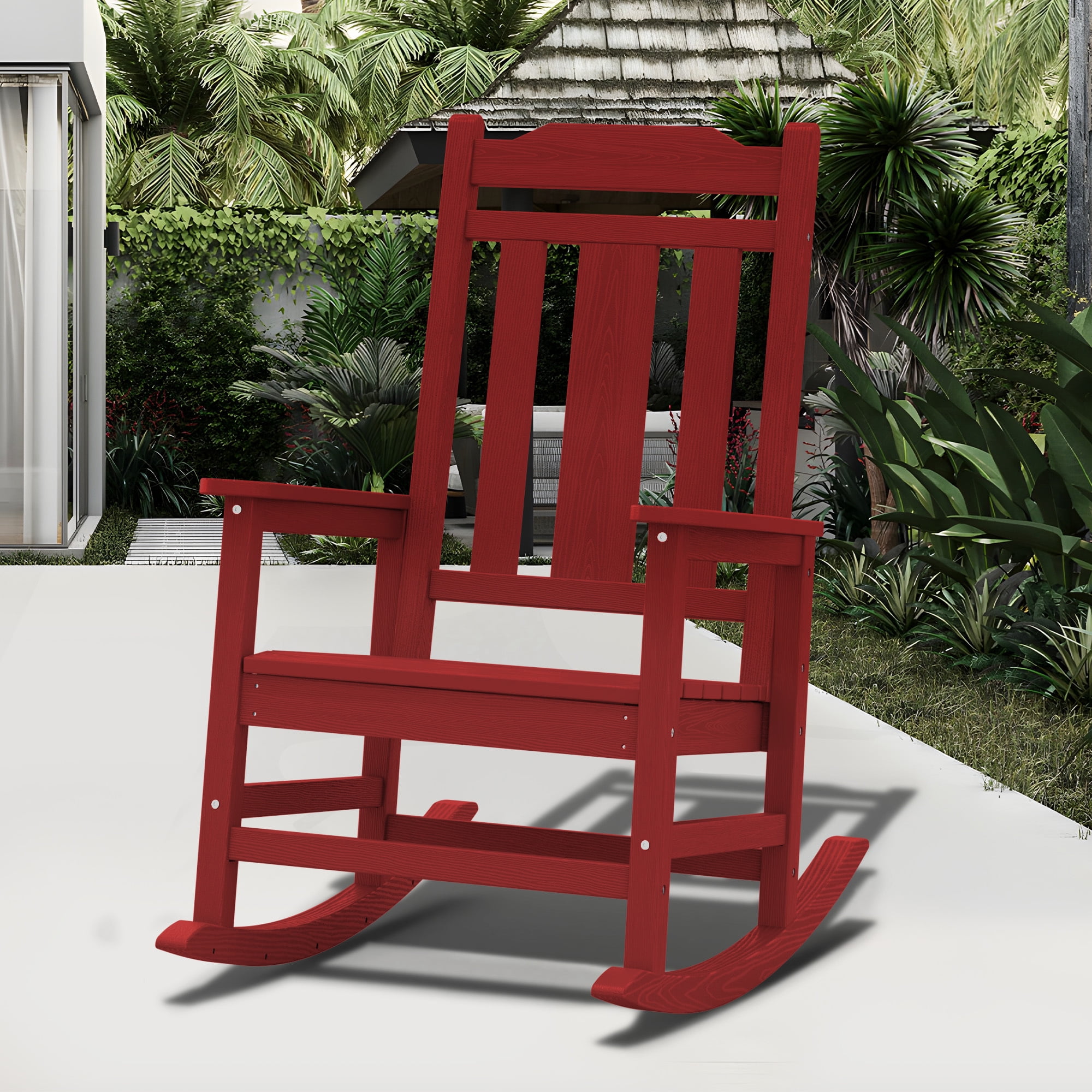 Outdoor Rocking Chair, High Back Porch Rocker Chair, All Weather ...
