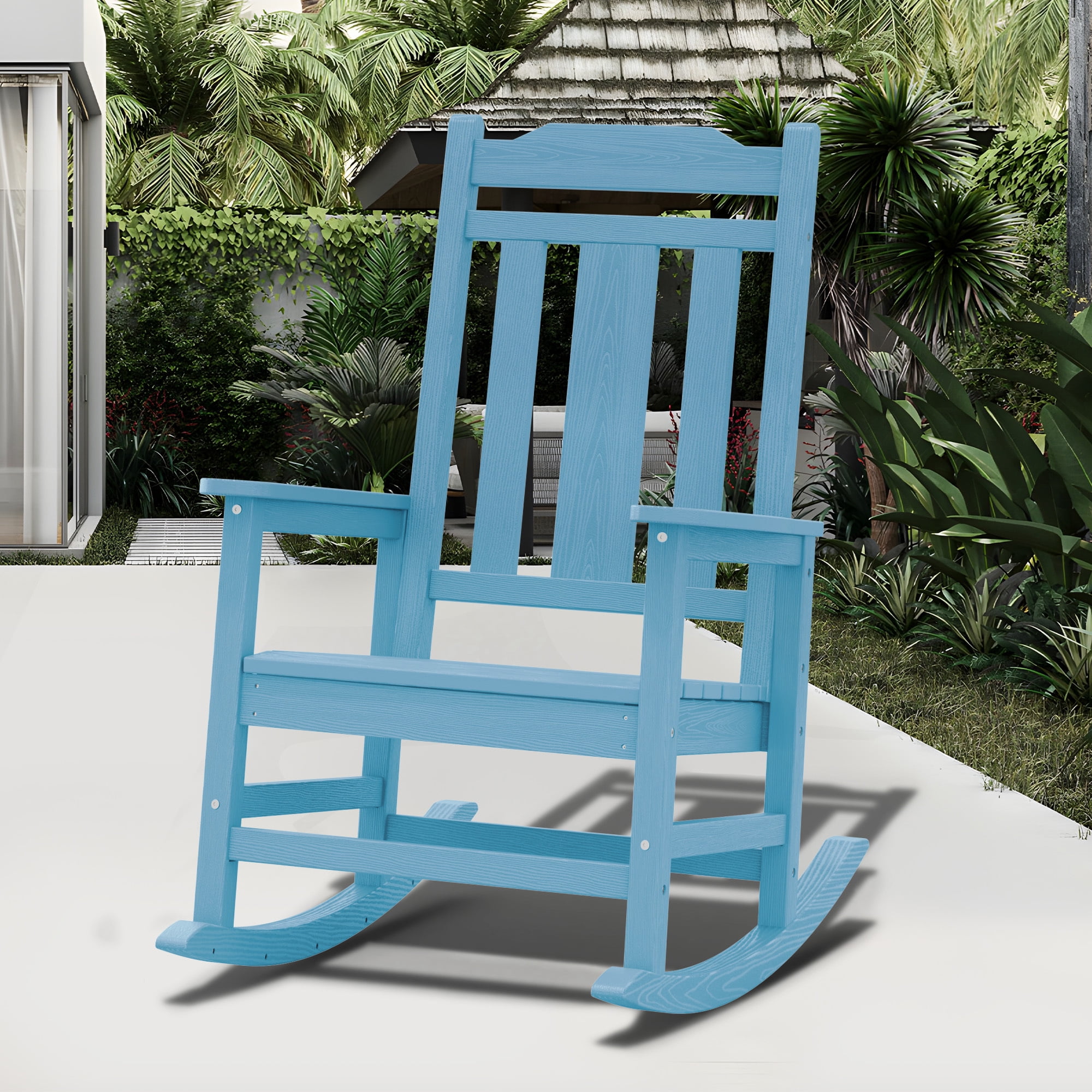 Outdoor Rocking Chair, High Back Porch Rocker Chair, All Weather ...