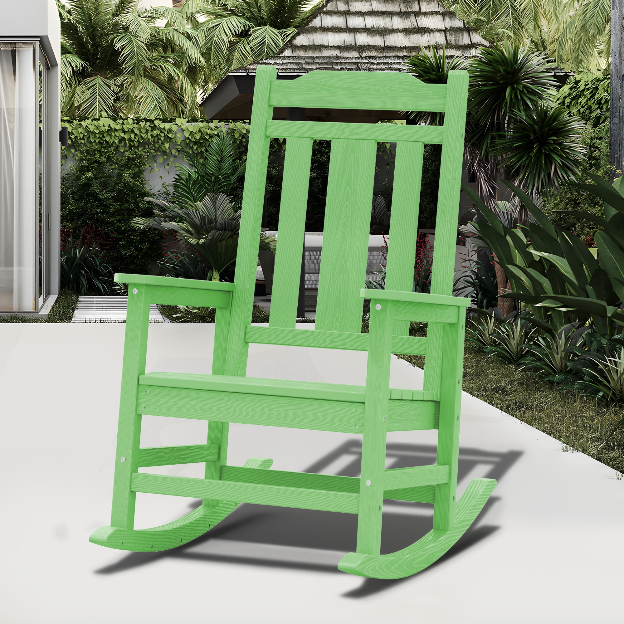 Outdoor Rocking Chair, High Back Porch Rocker Chair, All Weather ...