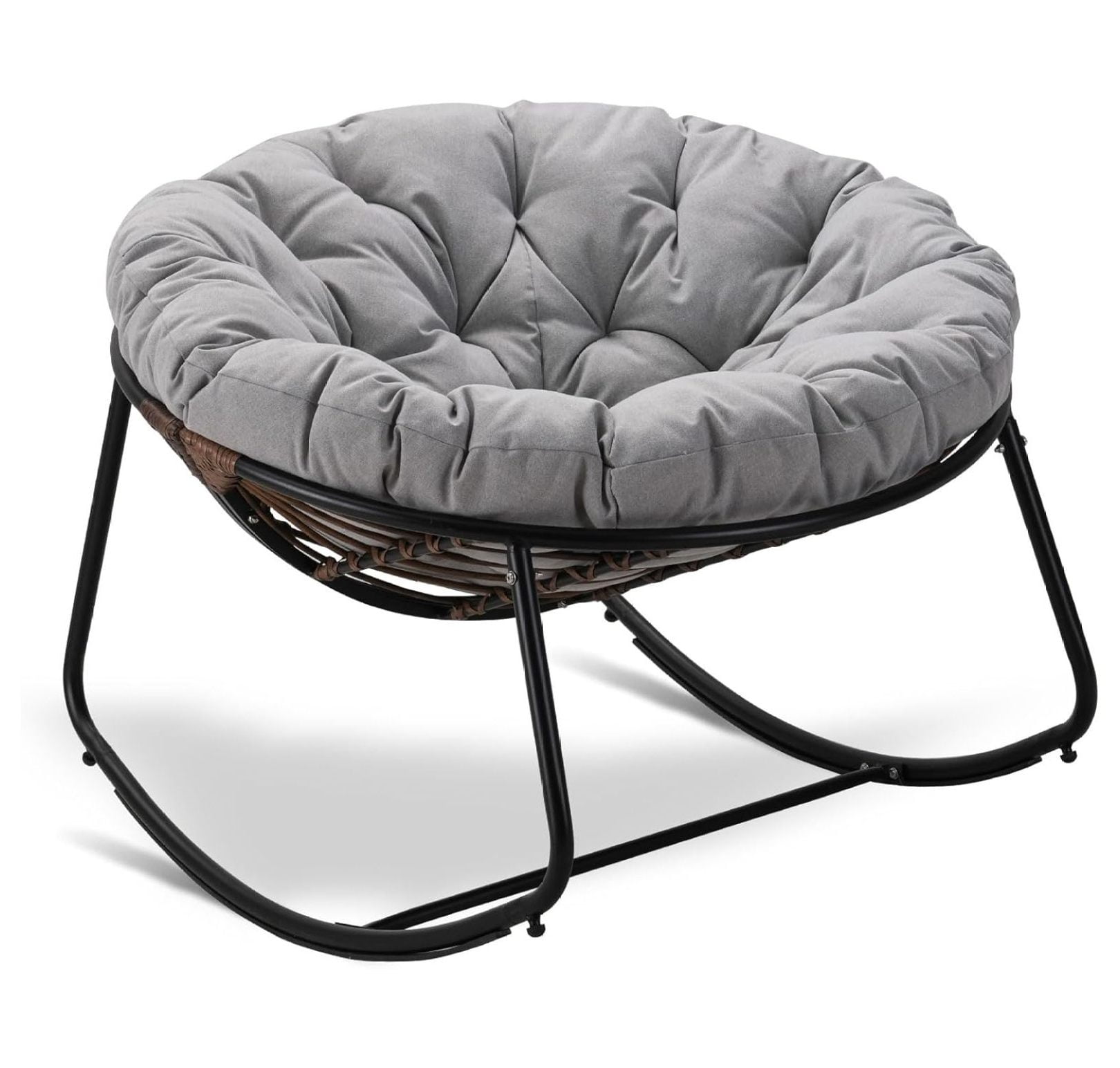Outdoor Rocking Chair, Indoor & Outdoor Comfy Oversized Papasan Chair ...