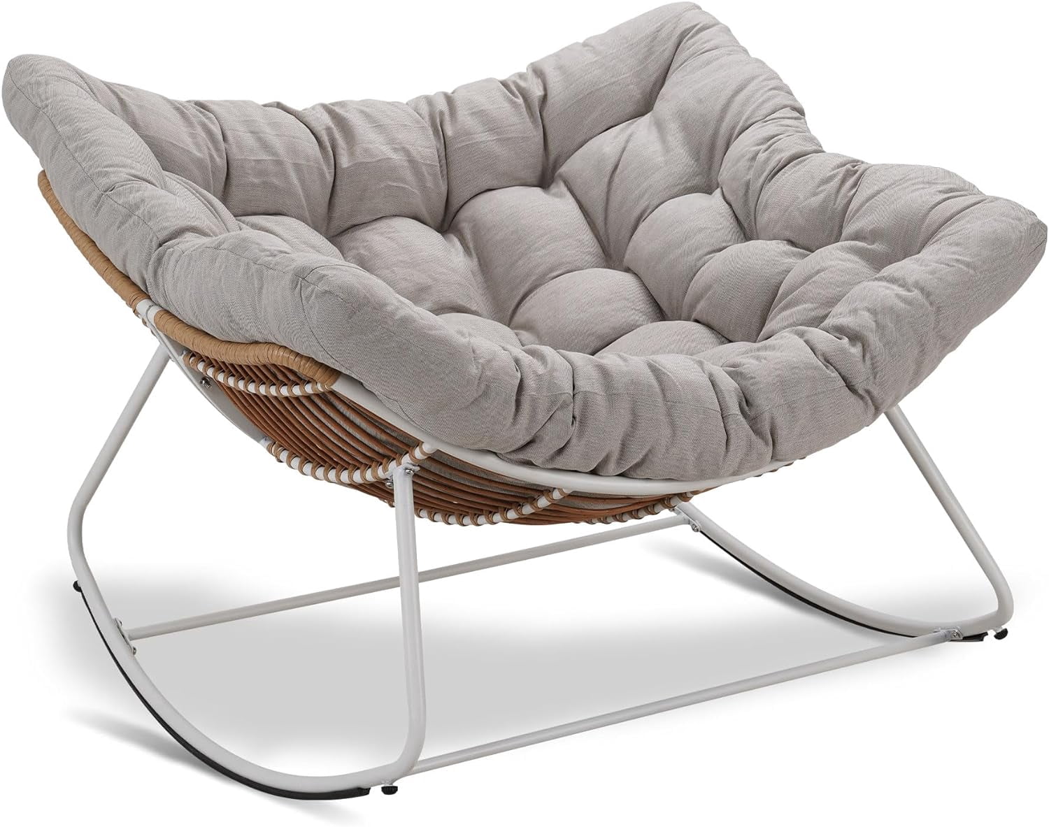 Outdoor Rocking Chair, Oversized Rattan Papasan Rocking Chair, Patio ...