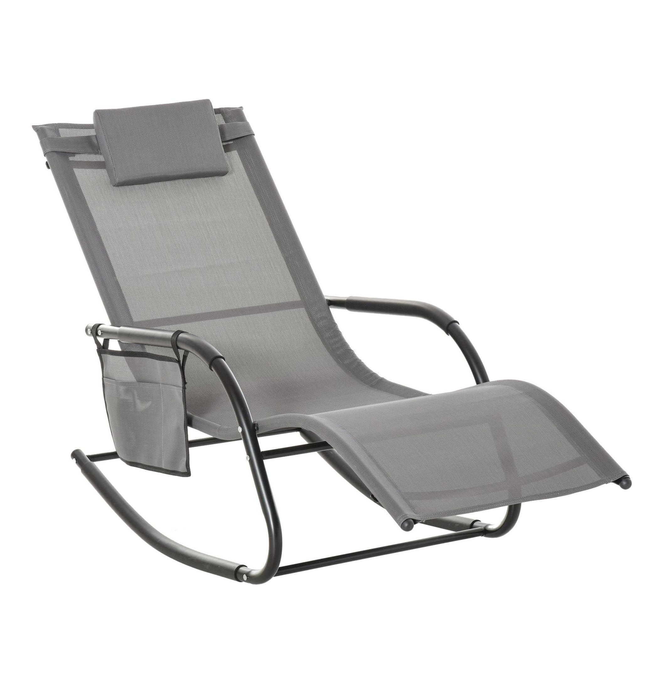 Outdoor Rocking Chair - Patio Chaise Lounge - Sun Lounger with Pocket ...
