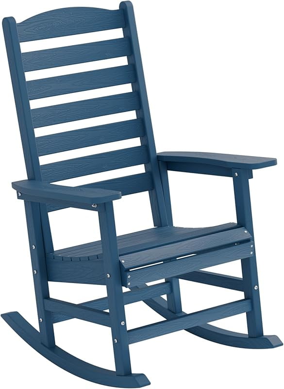 Outdoor Rocking Chair,Poly Porch Rocker with Curved Backrest,All ...