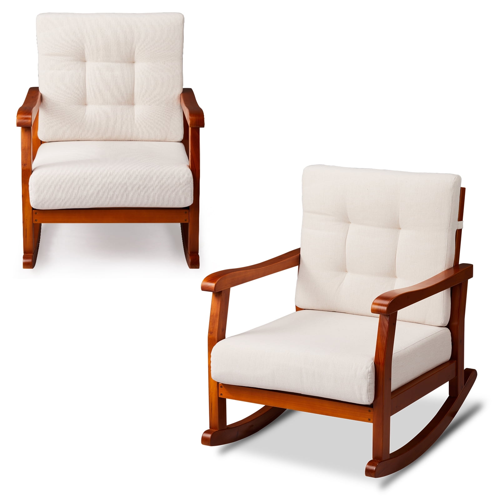 Outdoor Rocking Chair, Porch Rocker with Detachable Washable Cushions ...