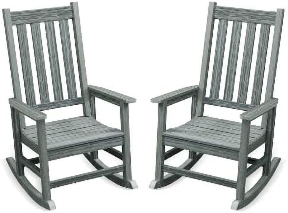 Outdoor Rocking Chair Set of 2, HDPE Oversized Patio Rocking Chairs ...