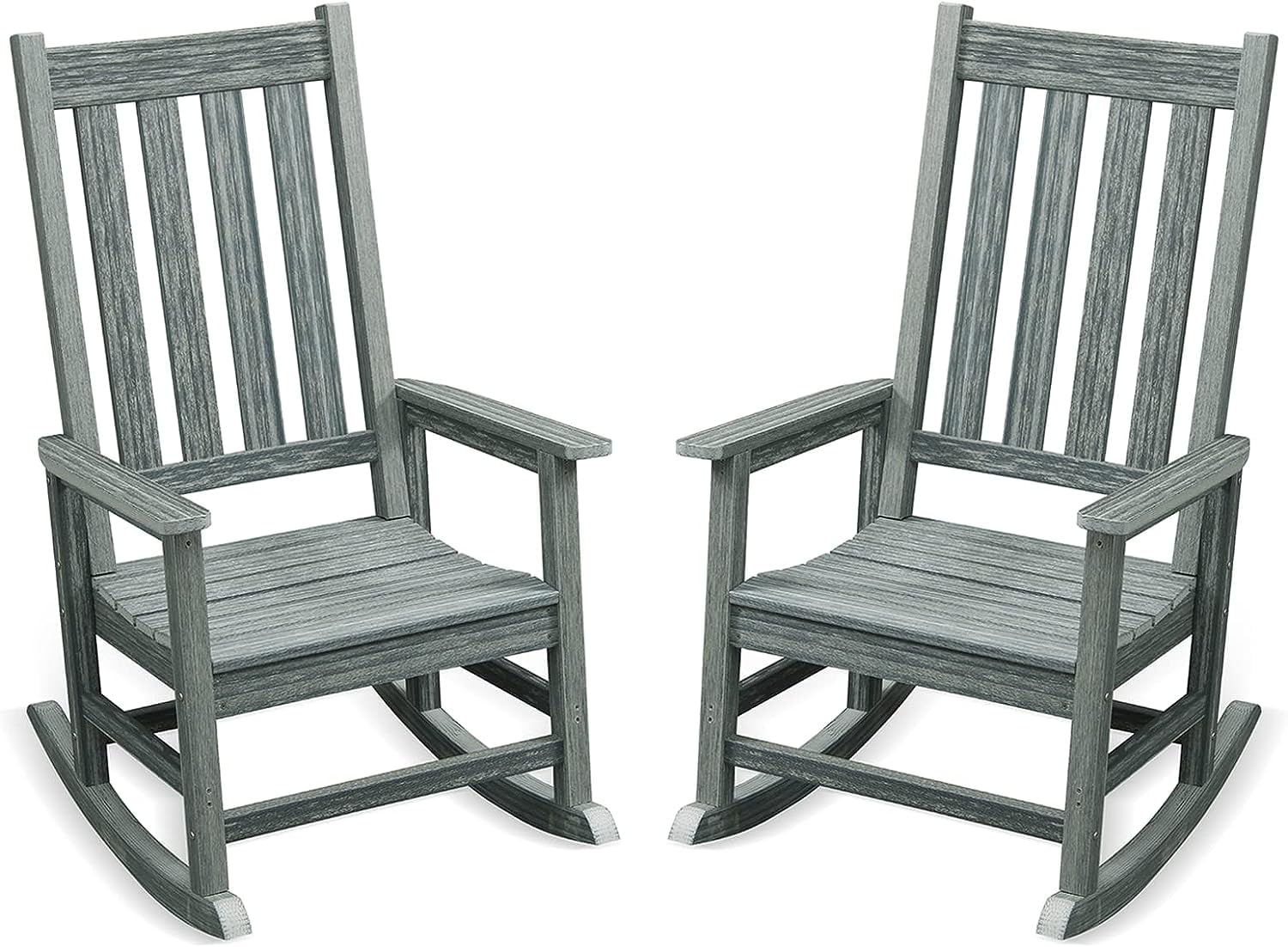 Outdoor Rocking Chair Set of 2, HDPE Oversized Patio Rocking Chairs ...