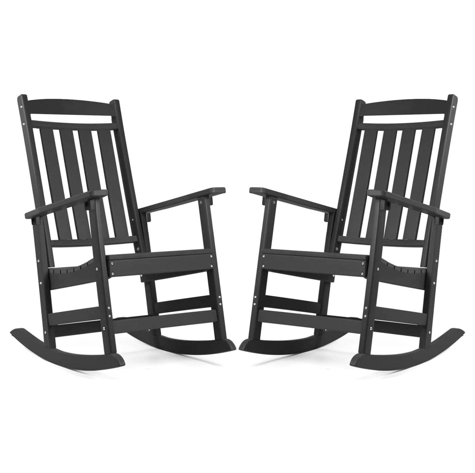 Outdoor Rocking Chair Set of 2, High Back Patio Rocking Chair, HDPE All ...