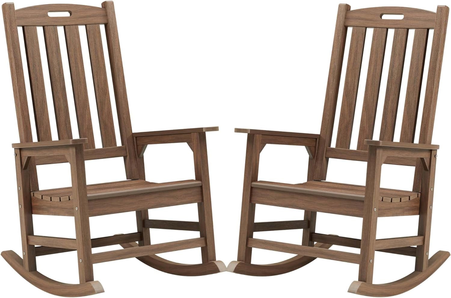 Outdoor Rocking Chair Set of 2, Poly Lumber Oversized Rocking Chair ...