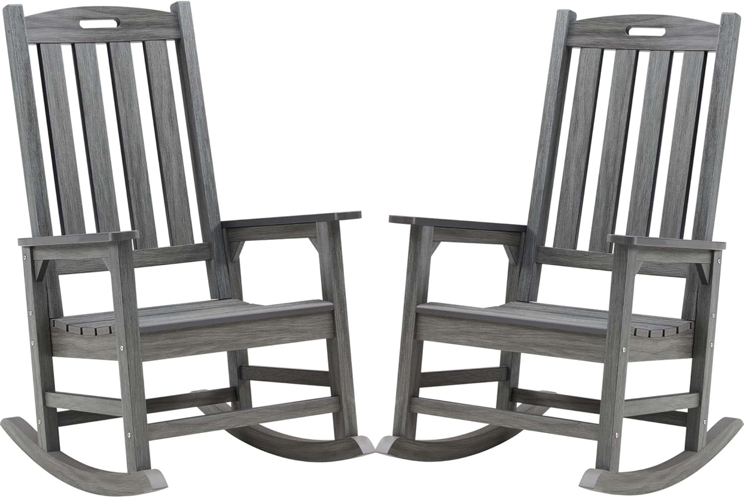 Outdoor Rocking Chair Set of 2, Poly Lumber Oversized Rocking Chair ...