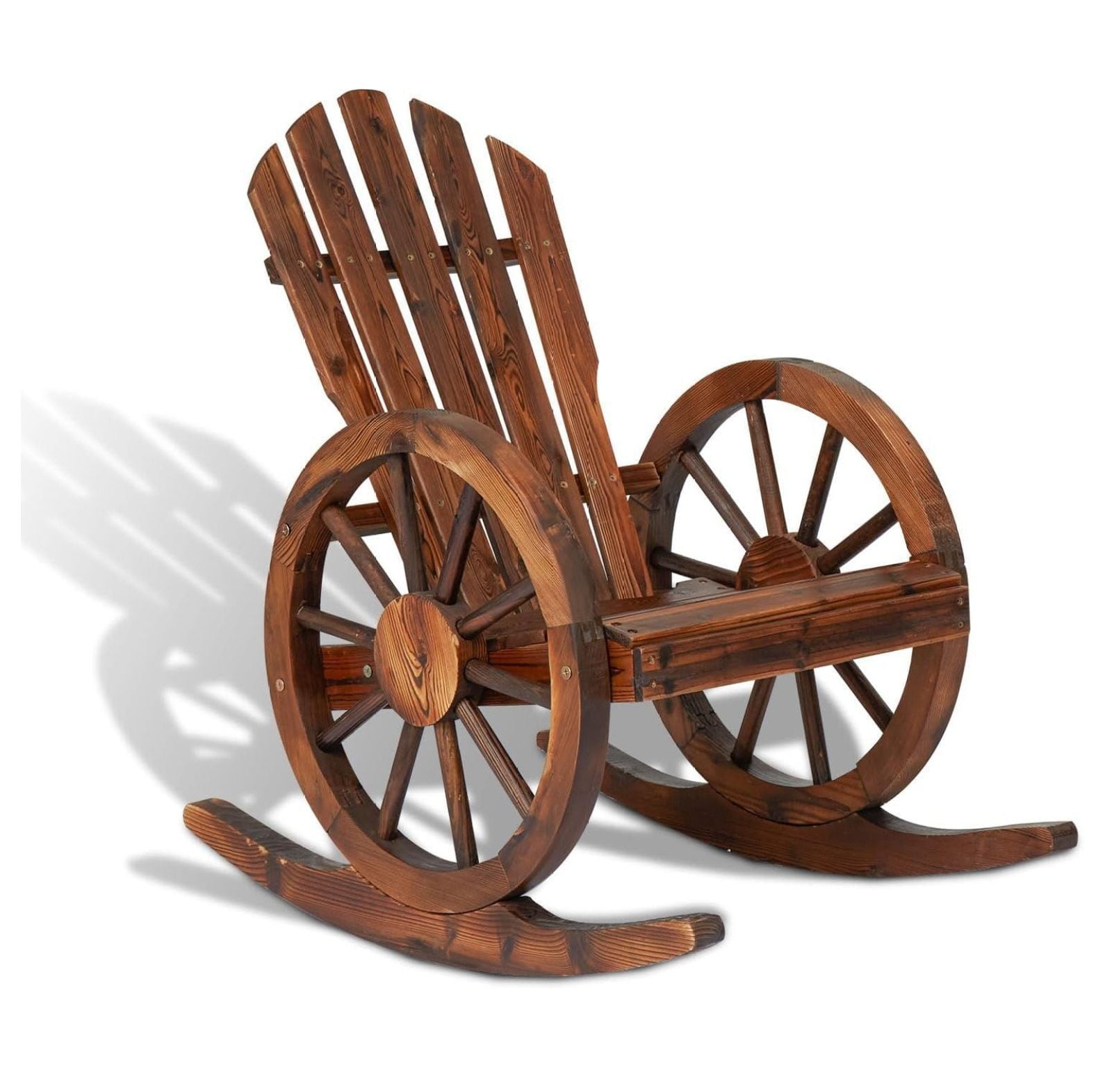 Outdoor Rocking Chair with Wagon Wheel, Patio Lounge Rocker Set with ...