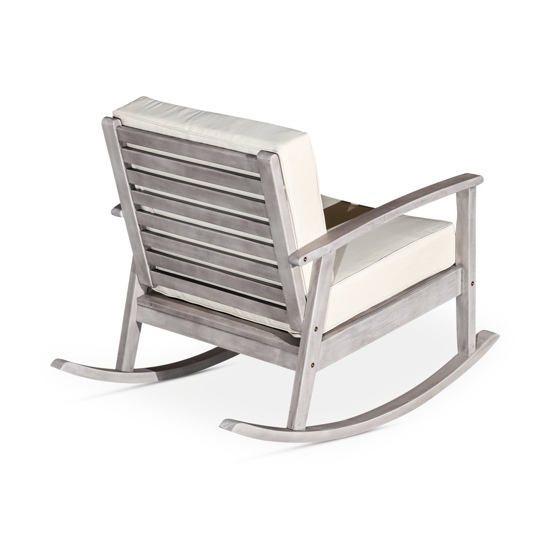 Outdoor Rocking Chair with Eucalyptus / Silver Gray Finish, Comfortable ...