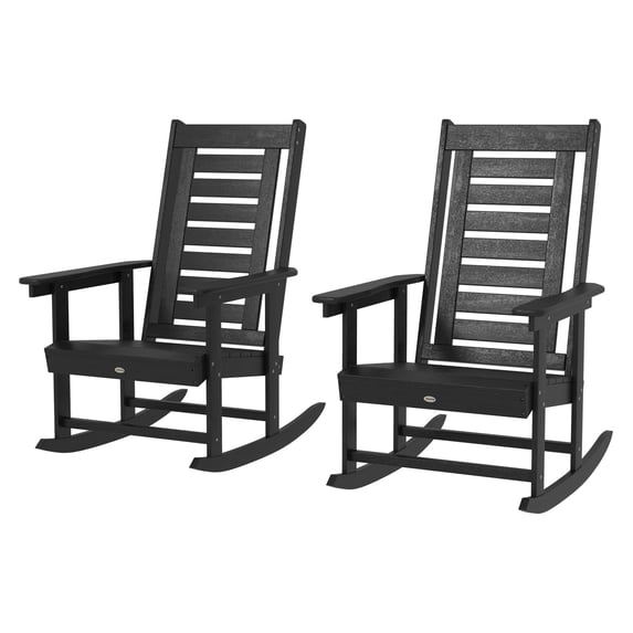 Outdoor Rocking Chairs 2-Piece Set, HDPE Patio Rockers, 28" High Back ...