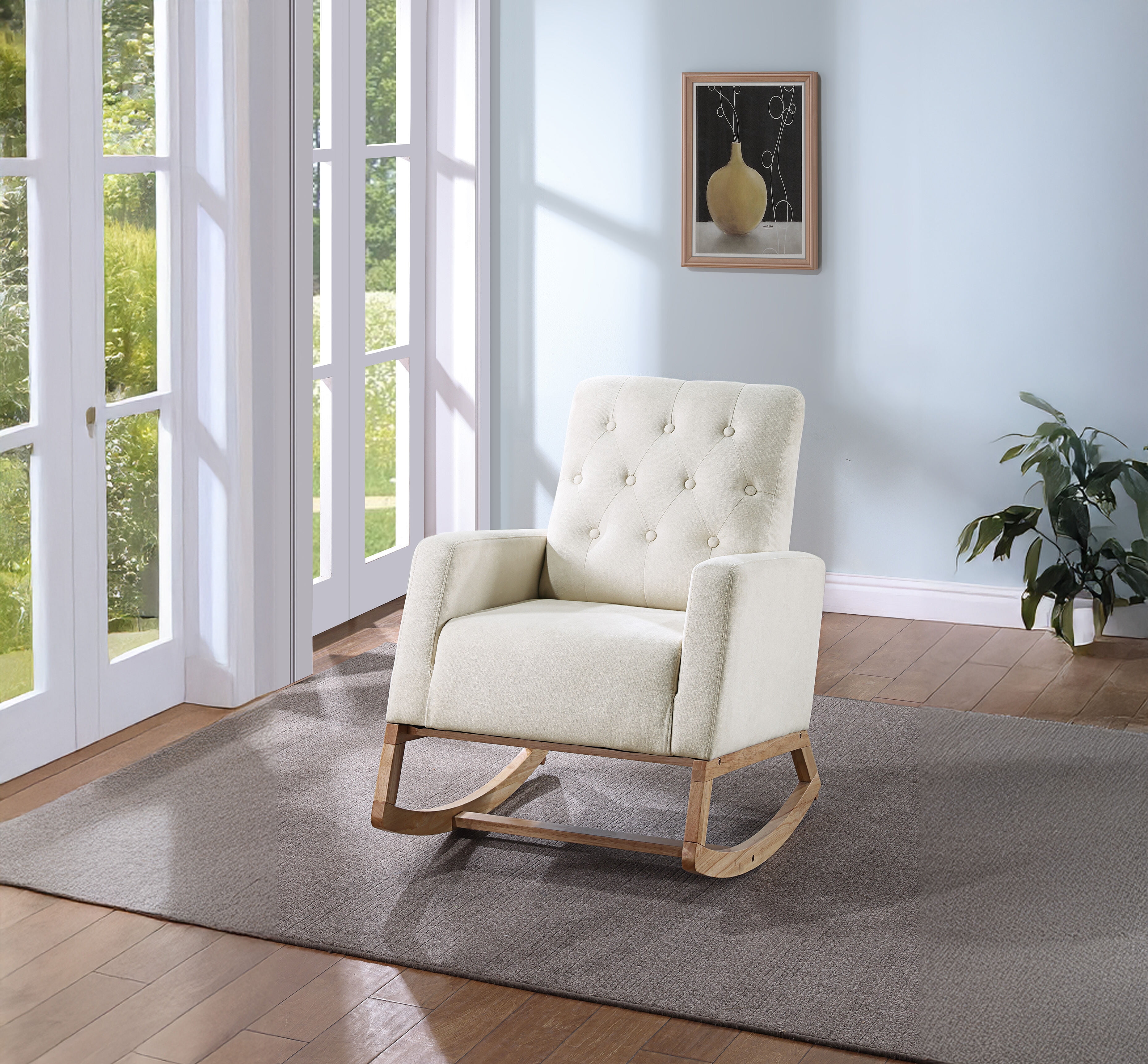 Outdoor Rocking Chairs, Rocker Chair, Beige+Cream Indoor Rocking Chairs ...