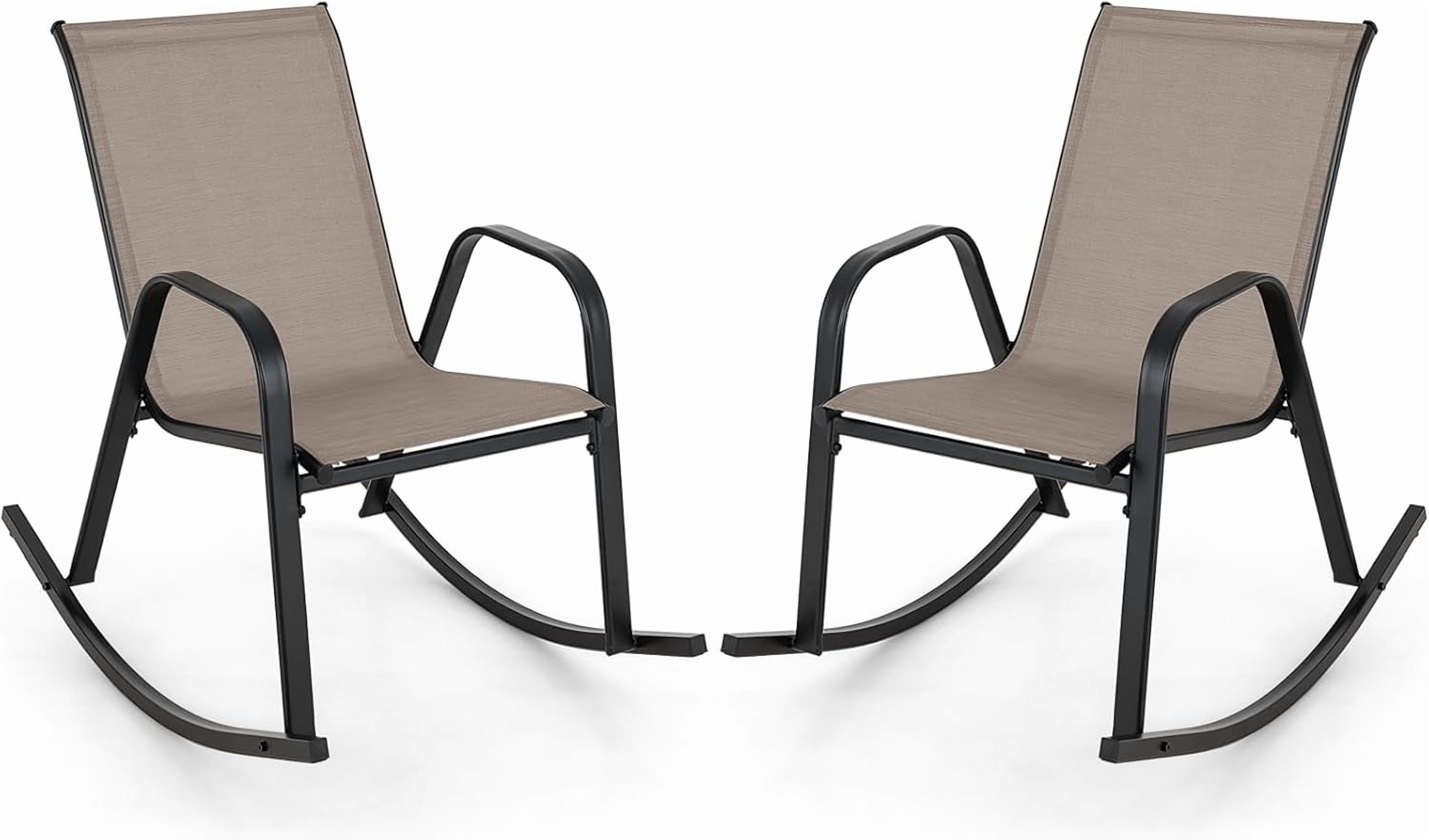 Outdoor Rocking Chairs Set of 2, Patio Rocking Chairs w/Breathable Seat ...
