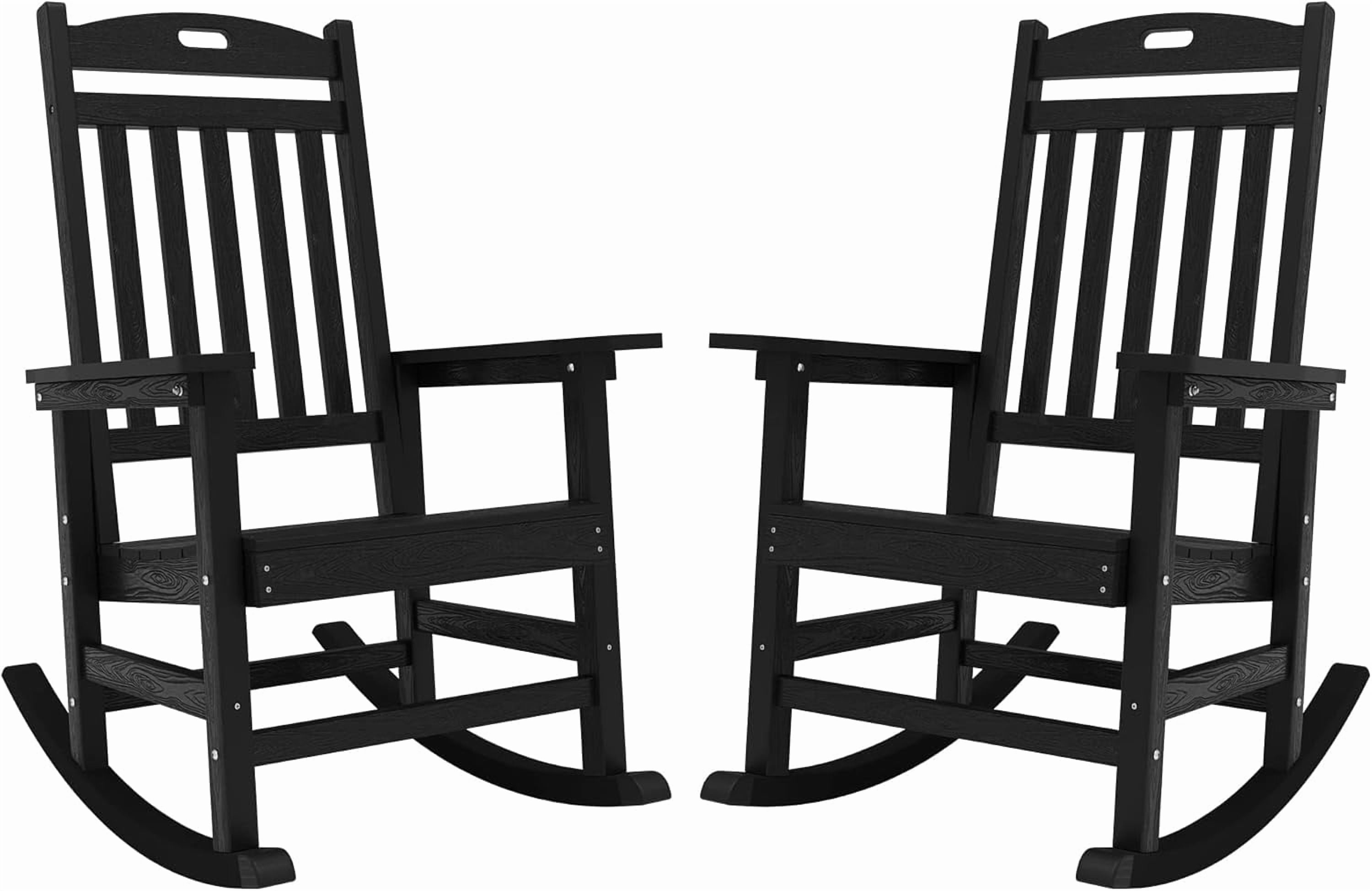 Outdoor Rocking Chairs Set of 2, Poly Lumber Patio Rocker Chair with ...