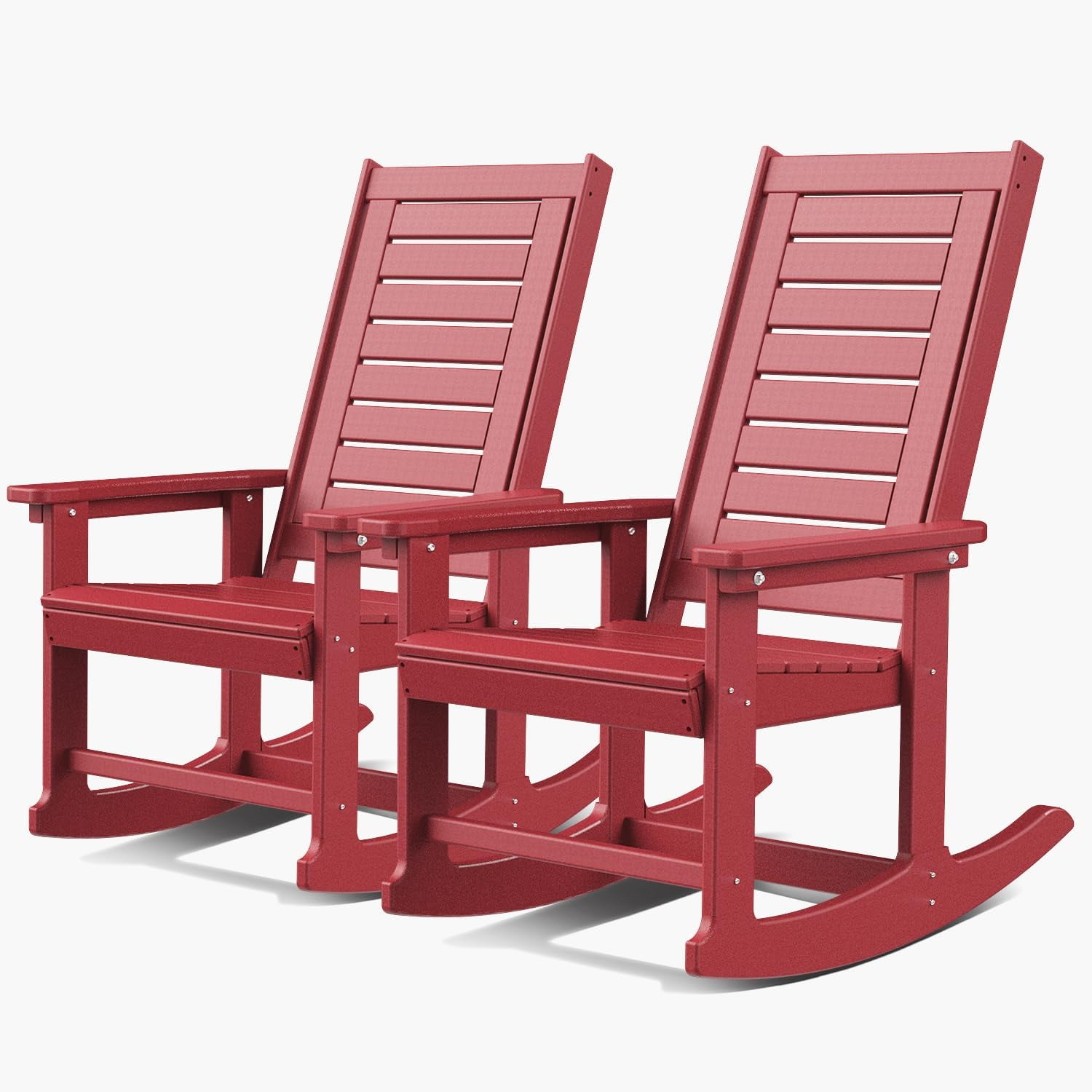 Outdoor Rocking Chairs | Set of 2 | Porch Rocker | HDPE Plastic | Red ...
