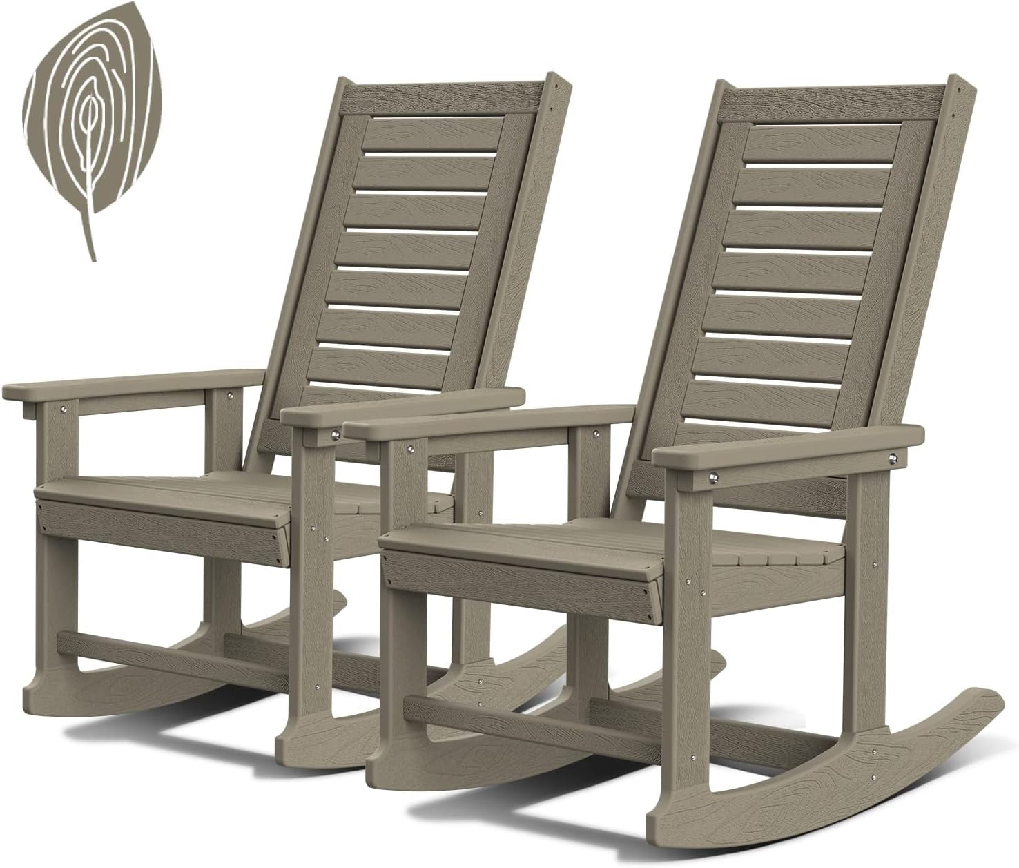 Outdoor Rocking Chairs | Set of 2 | Porch Rocker | HDPE Plastic | Wood ...