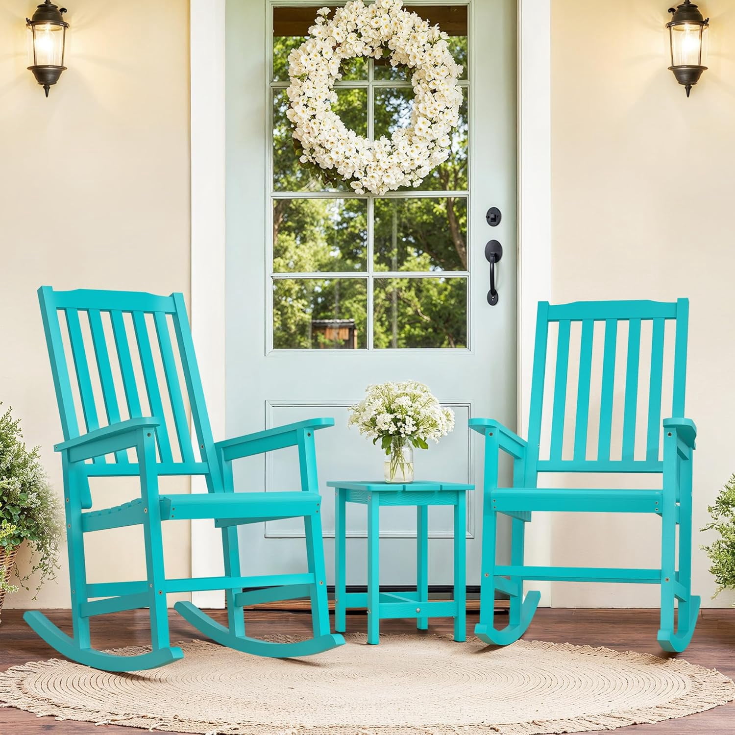 Outdoor Rocking Chairs Set of 2, Rocking Chair Outdoor All Weather ...