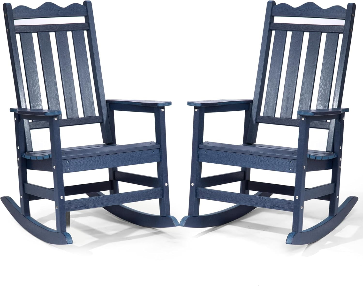 Outdoor Rocking Chairs Set of 2, Weather-Resistant HDPE Front Porch ...