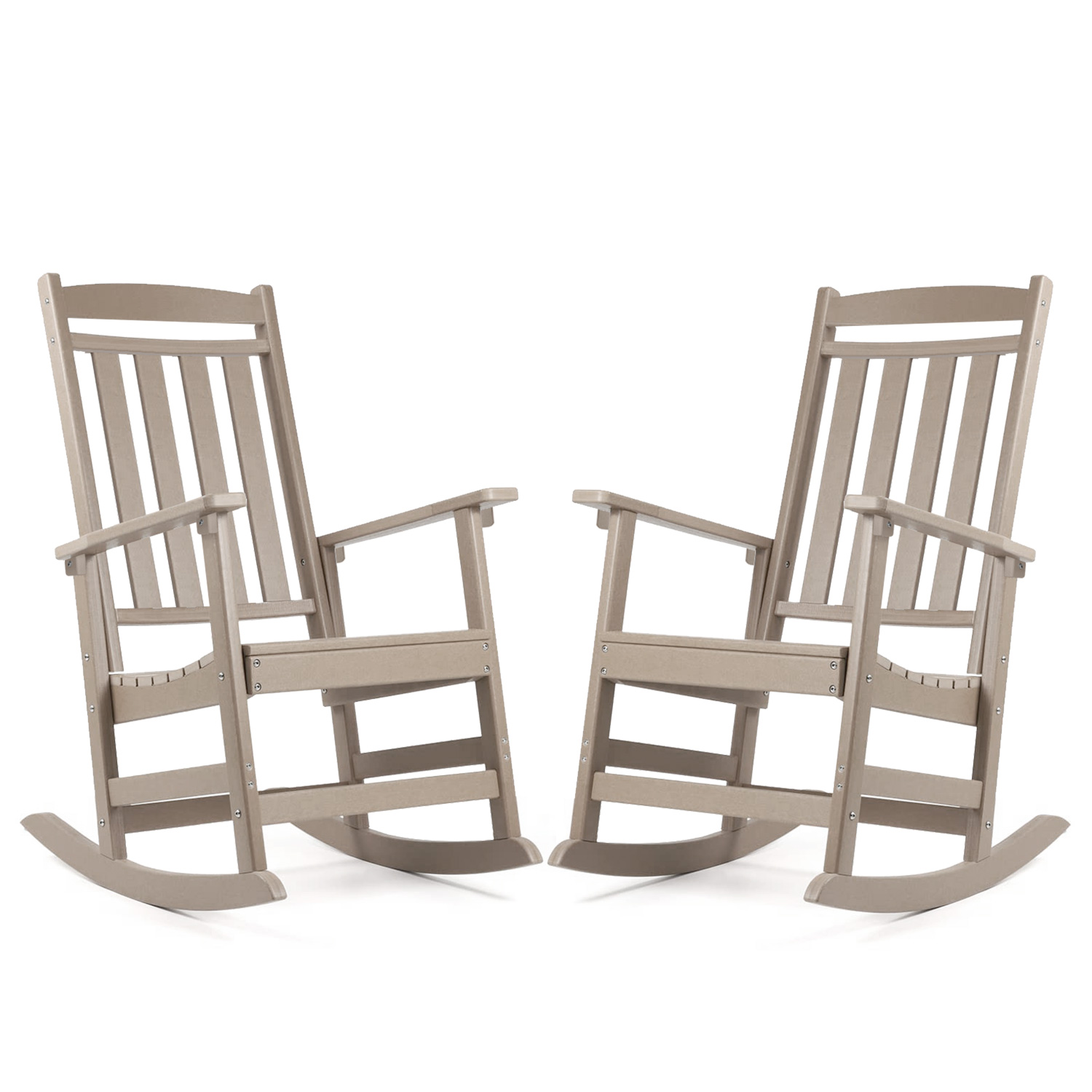 Foowin Outdoor Rocking Chairs Set of 2, High-Back Weather-Resistant ...