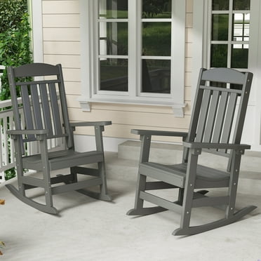 Devoko Presidential Outdoor Rocking Chair, Black, Weatherproof Patio ...