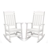 JUSTLET Outdoor Oversized Slat Rocking Chair, White - Walmart.com