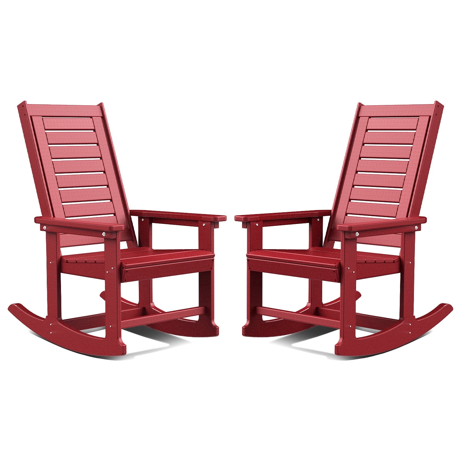 Outdoor Rocking Chairs Set of 2,Porch Rocker,HDPE Plastic,Red,Oversized ...