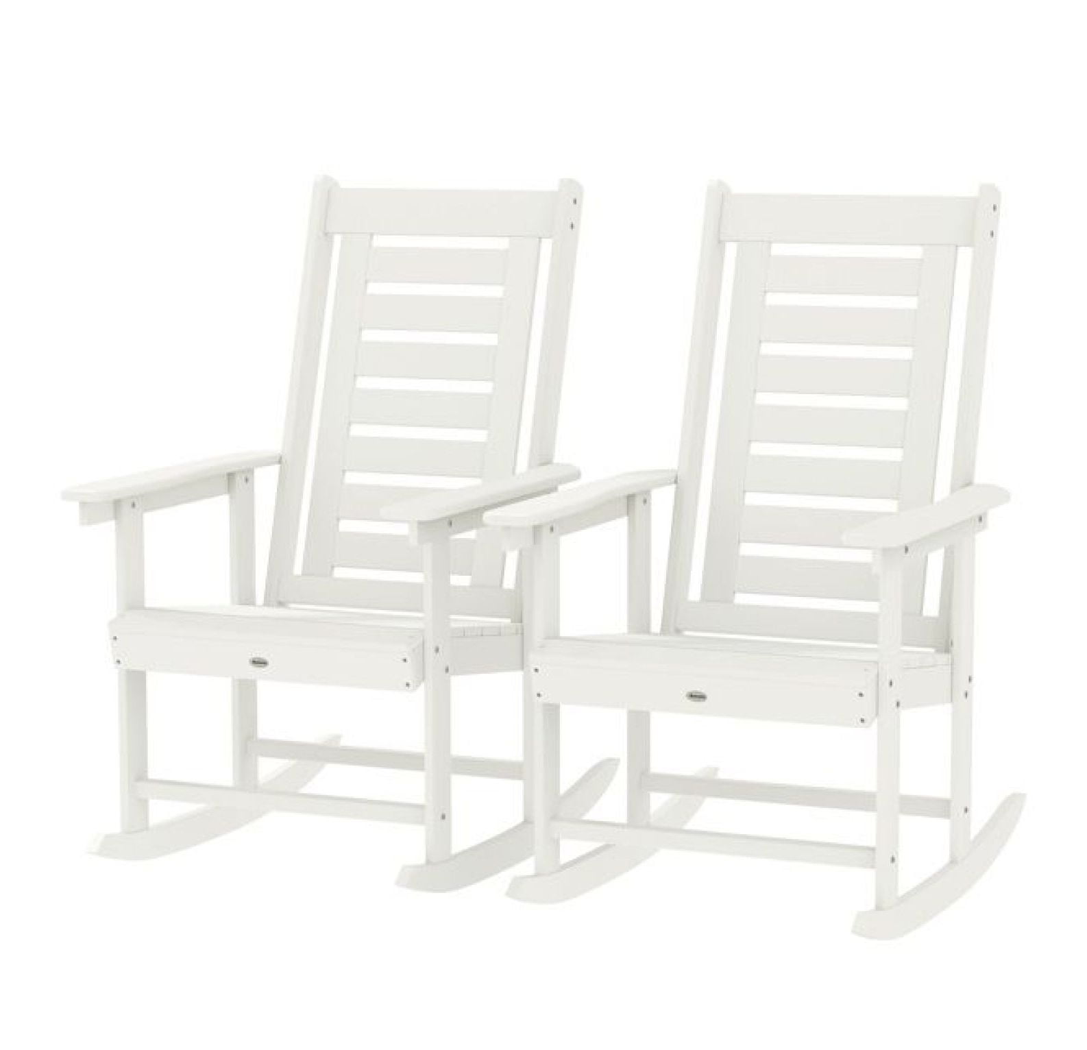 Outdoor Rocking Chairs Set of 2, White HDPE Rocker Chairs - Porch ...