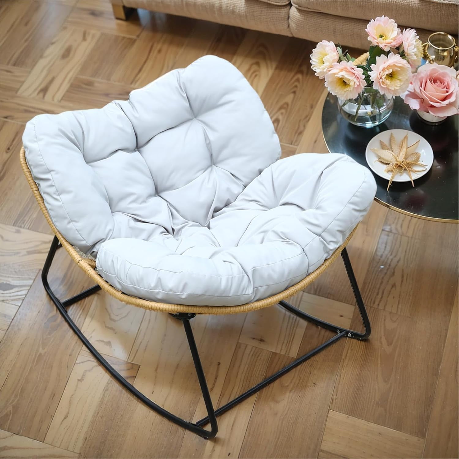 Outdoor Rocking Egg Chair, Indoor Papasan, Rattan Wicker Lounge, Modern ...