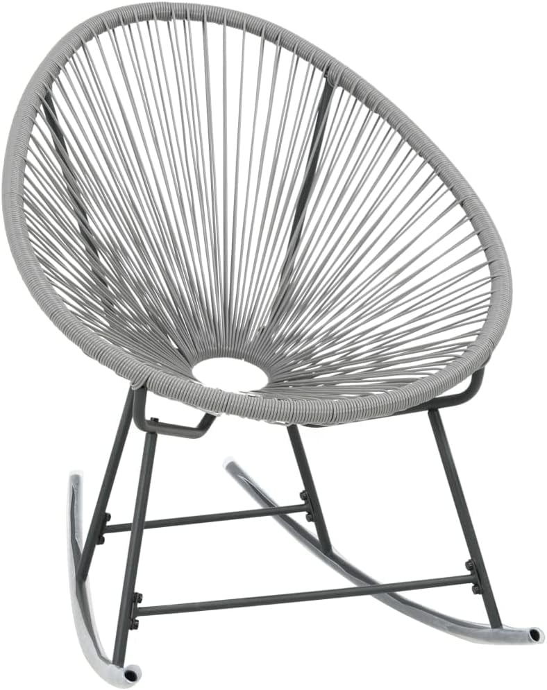 Outdoor Rocking Moon Chair - Weather-Resistant Gray Poly Rattan Chair ...