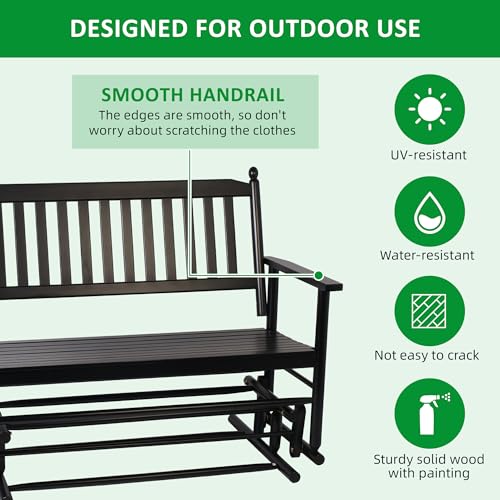 Outdoor Rocking , Wooden Double Patio Rocker Chair for 2 People ...