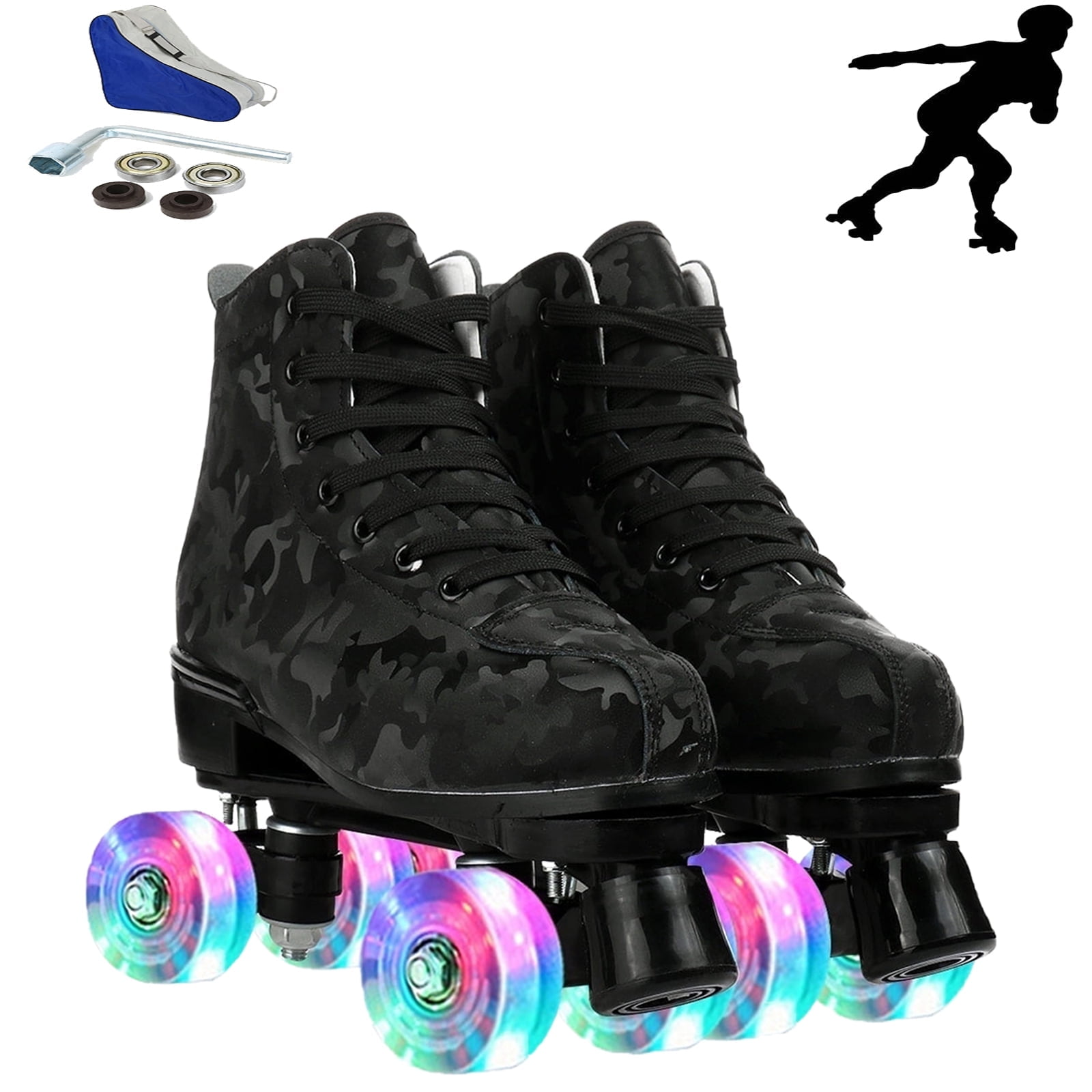 LuoLuo Outdoor Roller Skates Women Adult with Light up Wheels Quad ...