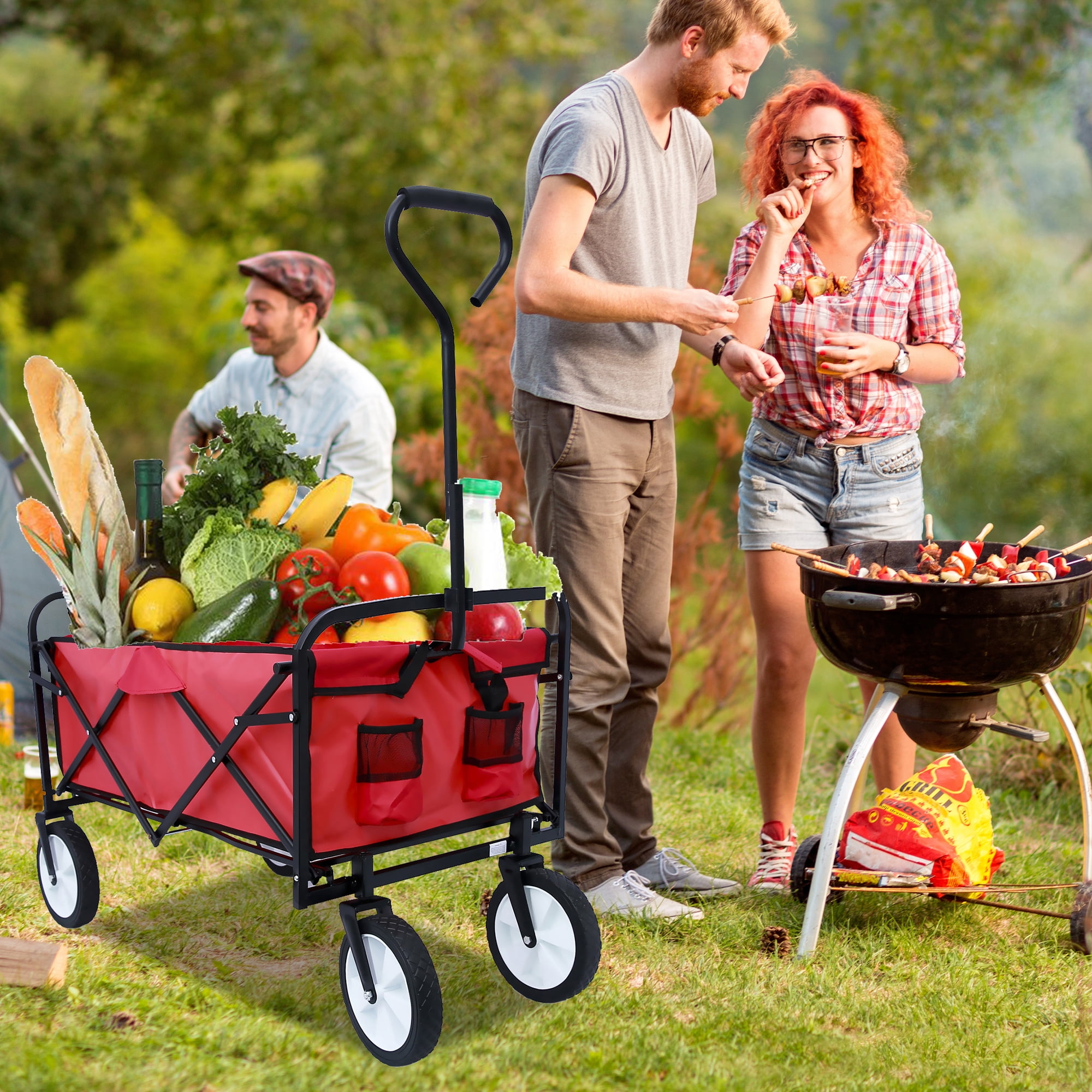 Outdoor Rolling Wagon Utility Cart, Wagons Grocery Cart with Wheels ...