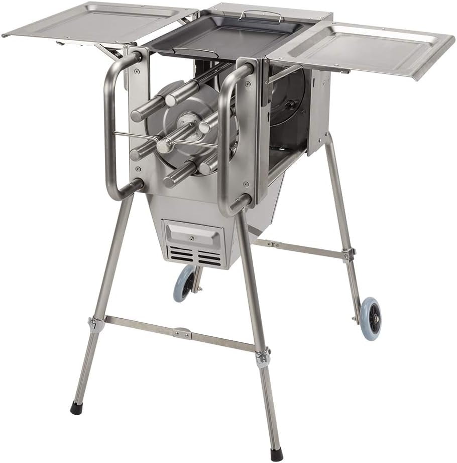 Outdoor Rotating BBQ Barbecue Grill with 2 Charcoal Charcoal Rotisserie ...