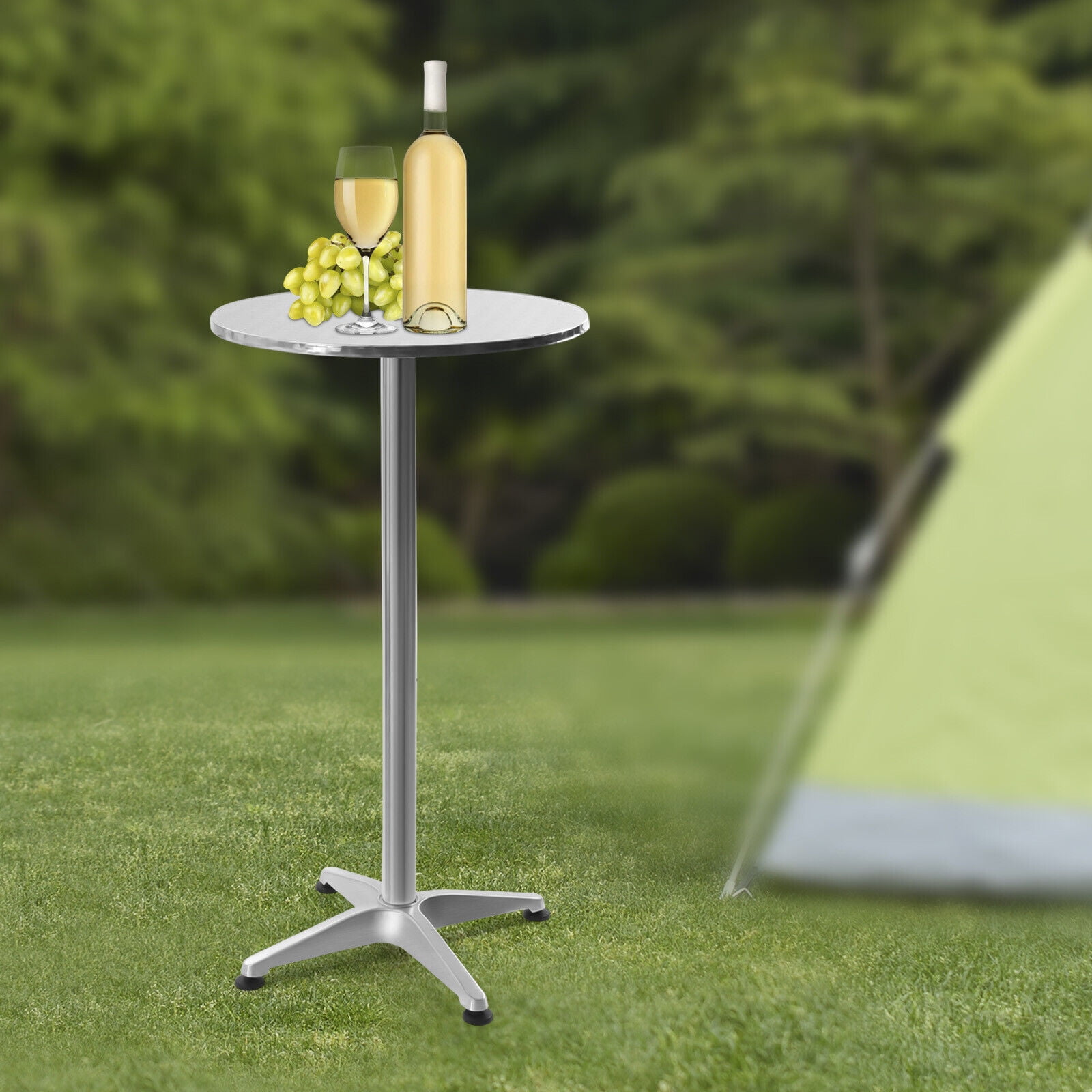 Outdoor Round Aluminum Indoor-Outdoor Bar Height Table with Flip-up ...